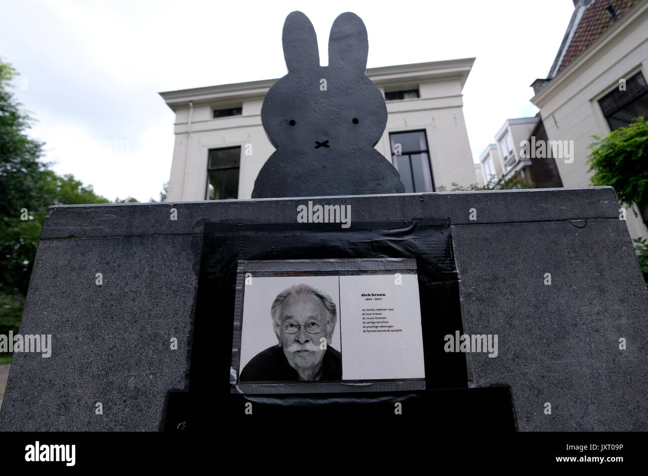 A statue of Miffy (Nijntje in Dutch) and a picture of the late Dutch ...