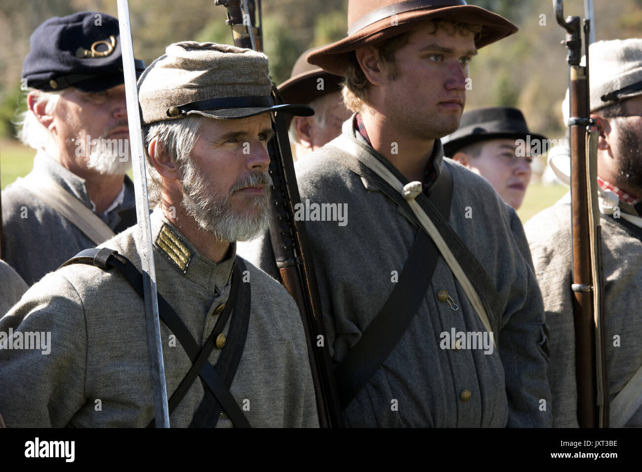Hampton, GA, USA. 14th Nov, 2015. Confederate reeenactors drill prior ...