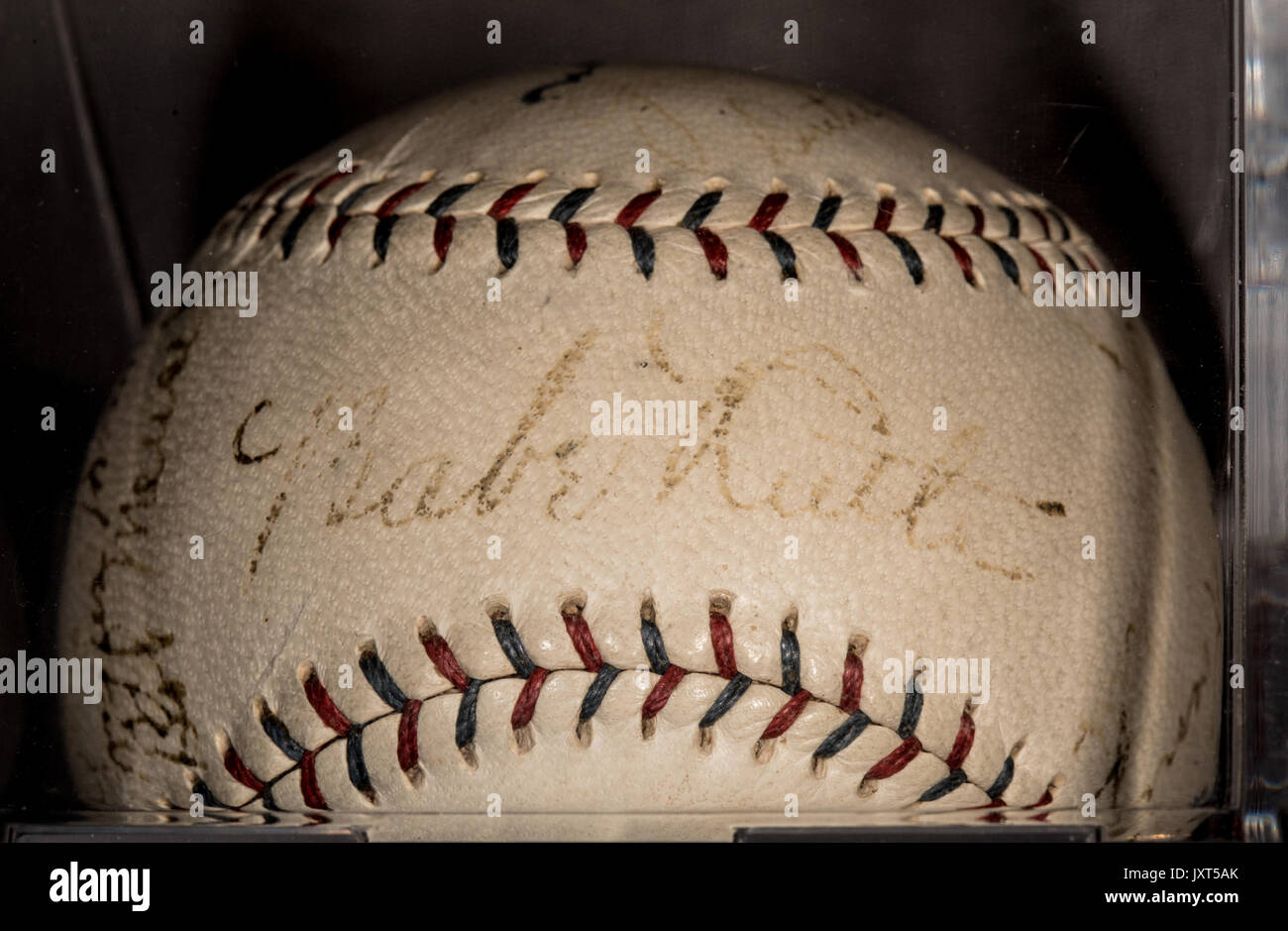 A rare baseball signed by Babe Ruth and other members of the 1927 N.Y ...