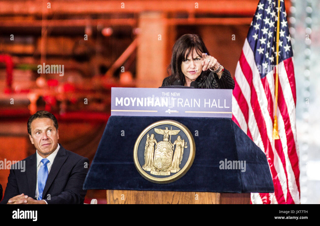 New York City, New York, USA. 17th Aug, 2017. Maura Moynihan points at ...
