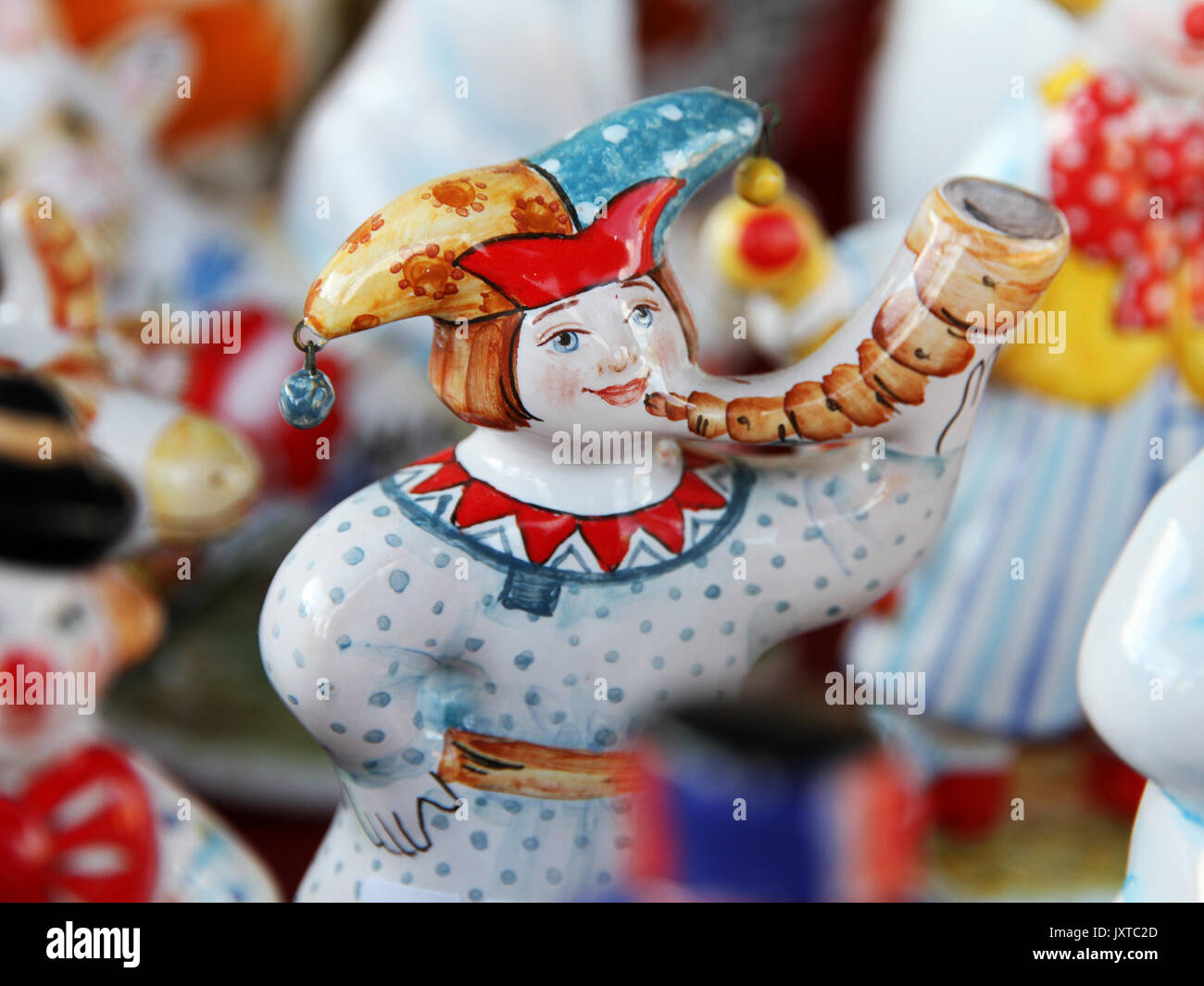 Desk at the flea market: traditional russian handmade ceramic doll ...