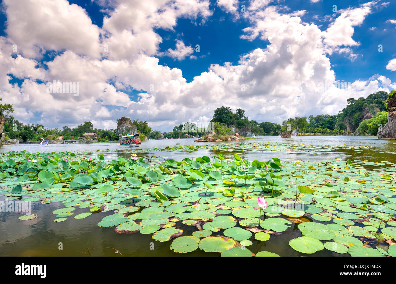 Peninsula, seen from above in the area of ecotourism with a large lake ...