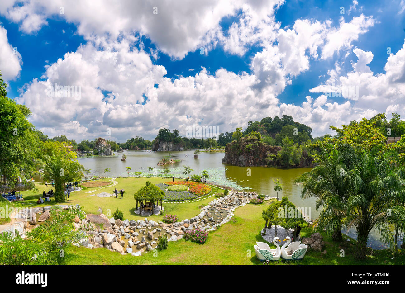 Peninsula, seen from above in the area of ecotourism with a large lake ...