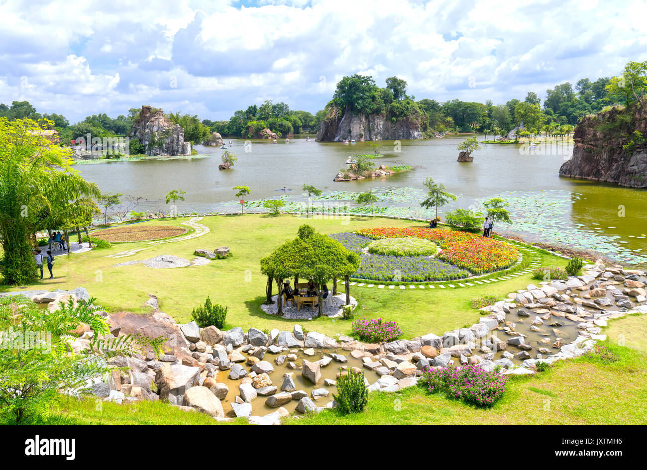 Peninsula, seen from above in the area of ecotourism with a large lake ...