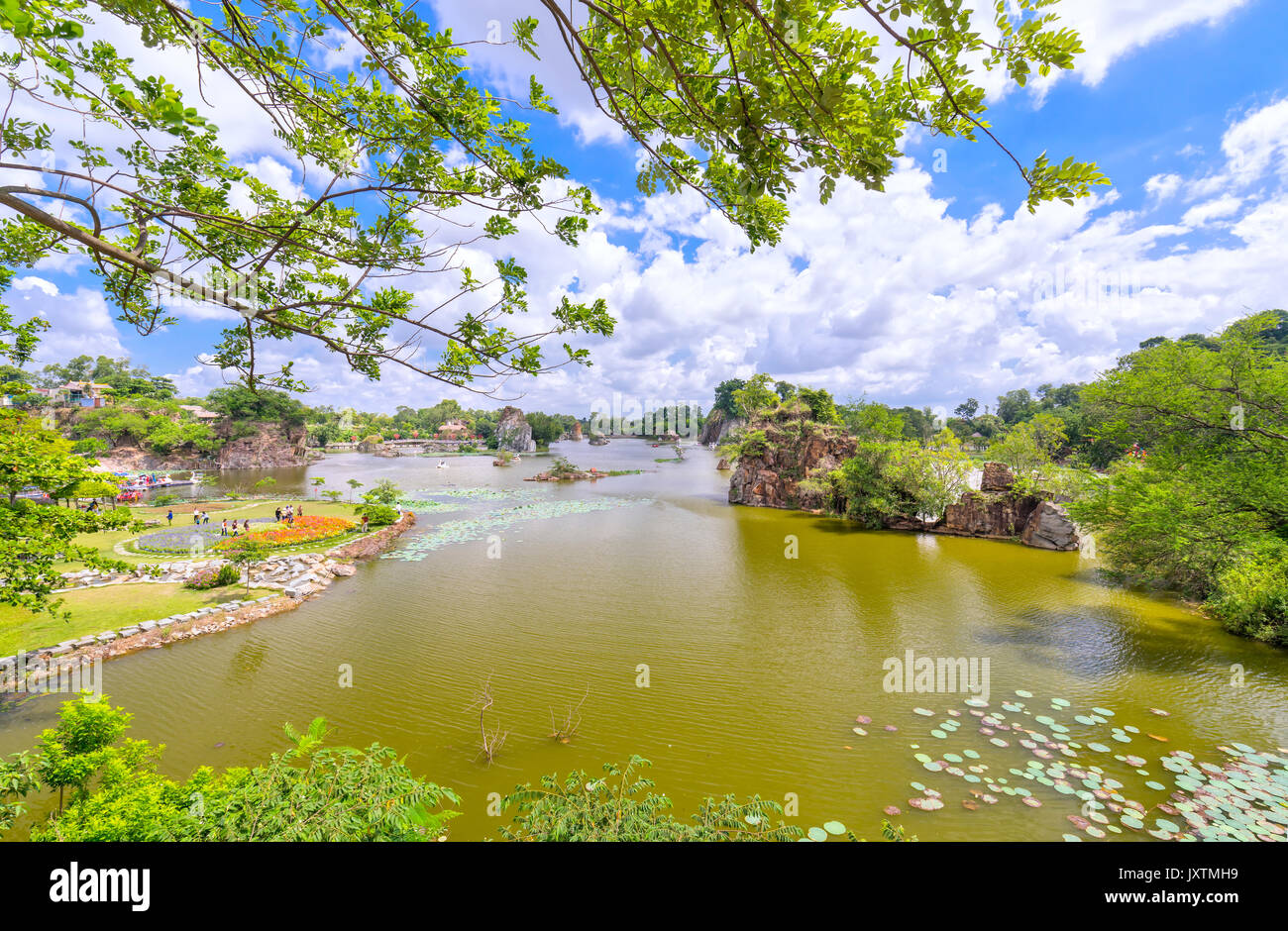Peninsula, seen from above in the area of ecotourism with a large lake ...