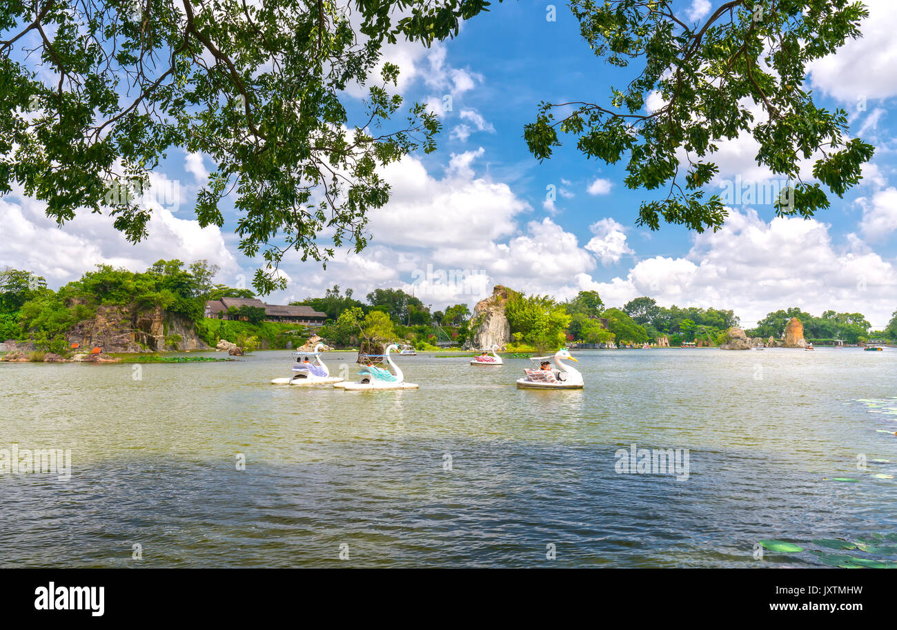 Peninsula, seen from above in the area of ecotourism with a large lake ...
