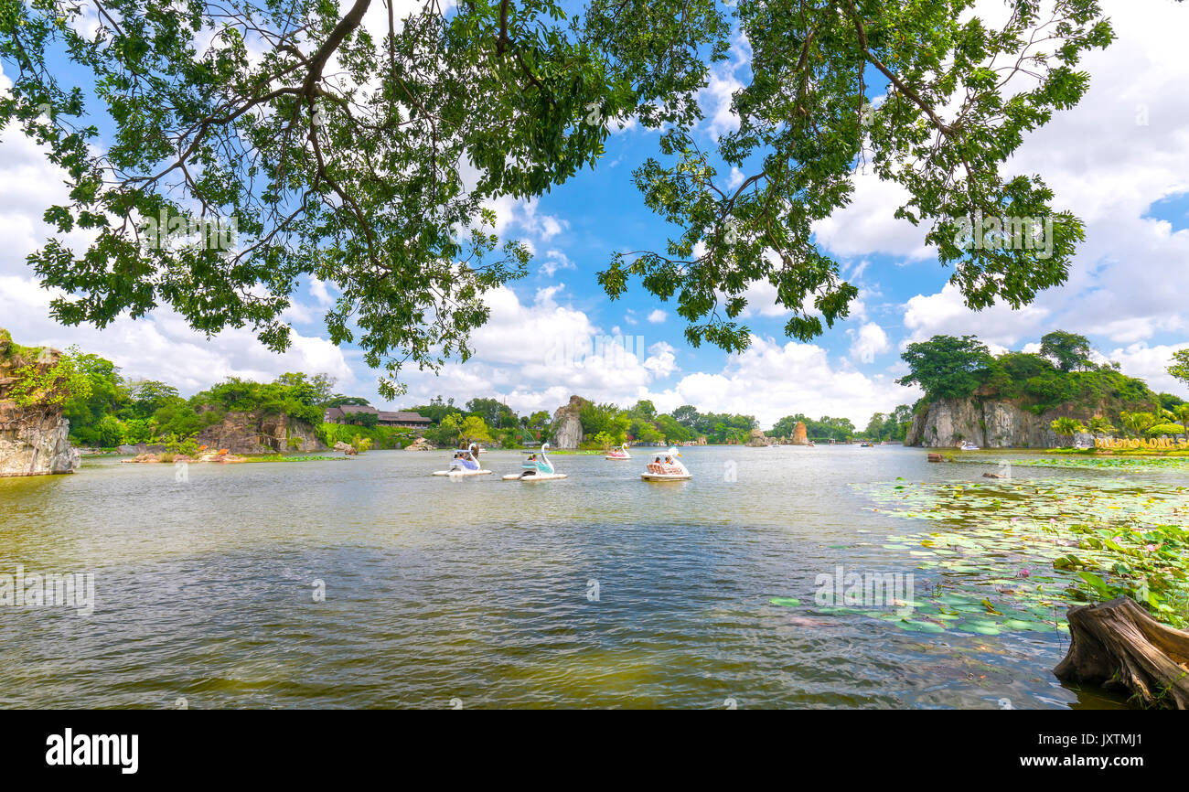 Peninsula, seen from above in the area of ecotourism with a large lake ...