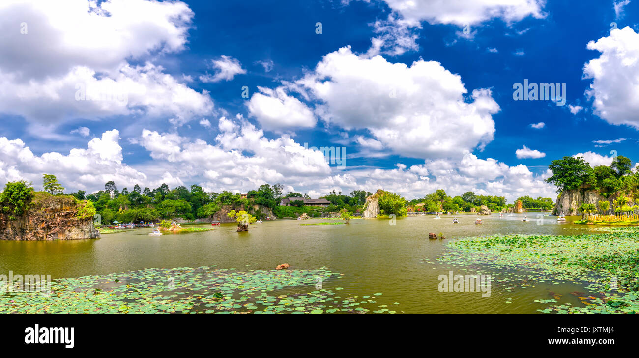 Peninsula, seen from above in the area of ecotourism with a large lake ...