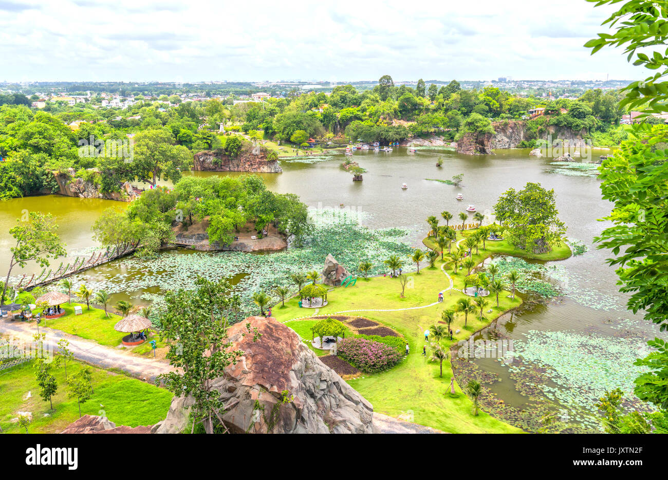 Peninsula, seen from above in the area of ecotourism with a large lake ...
