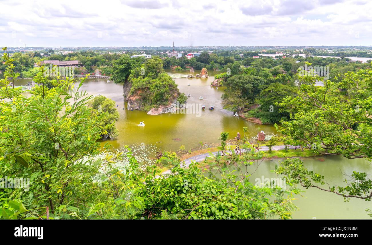 Peninsula, seen from above in the area of ecotourism with a large lake ...