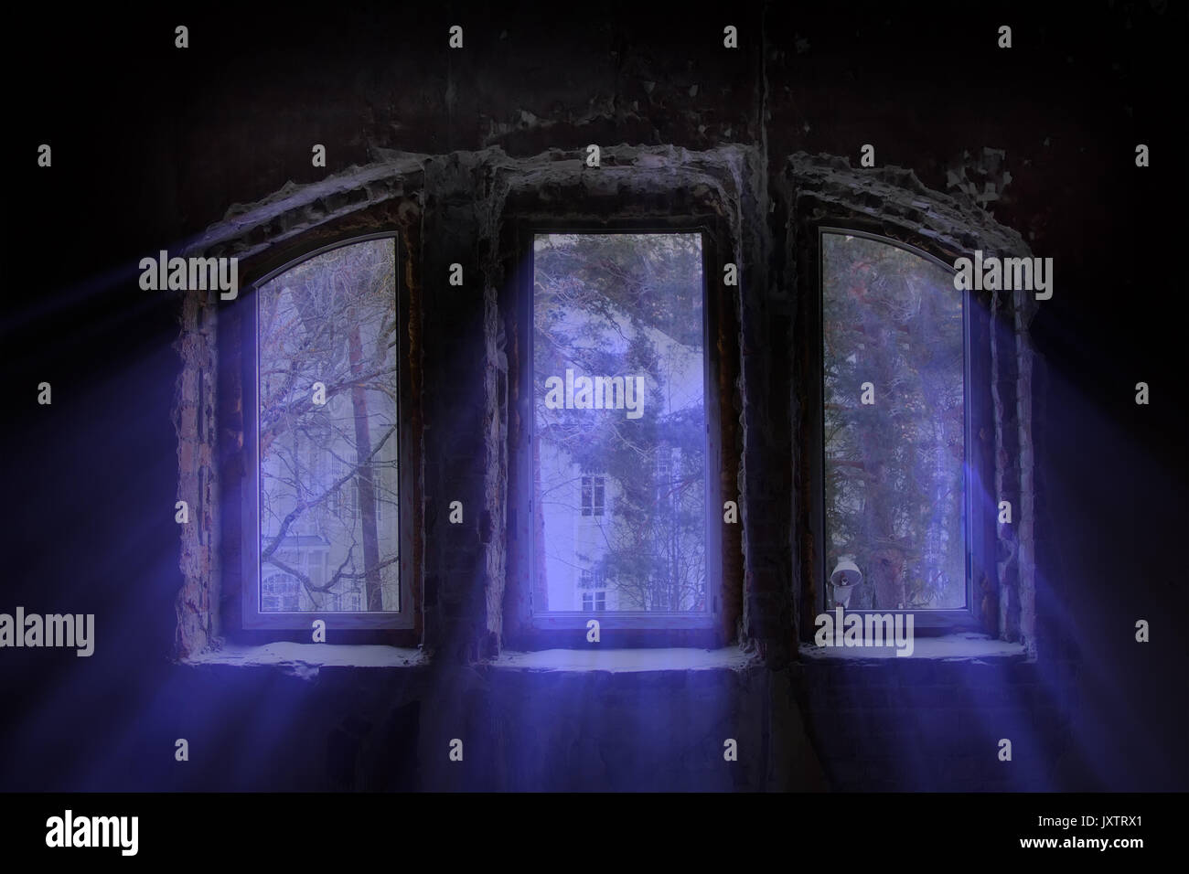 Transition to another world - from reality to mystical feeling. View of ...