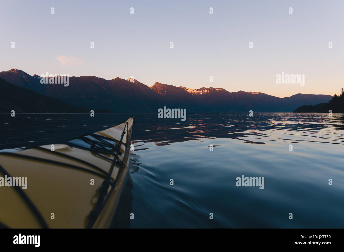 Empty lake or sea with kayaker from first person view Stock Photo - Alamy