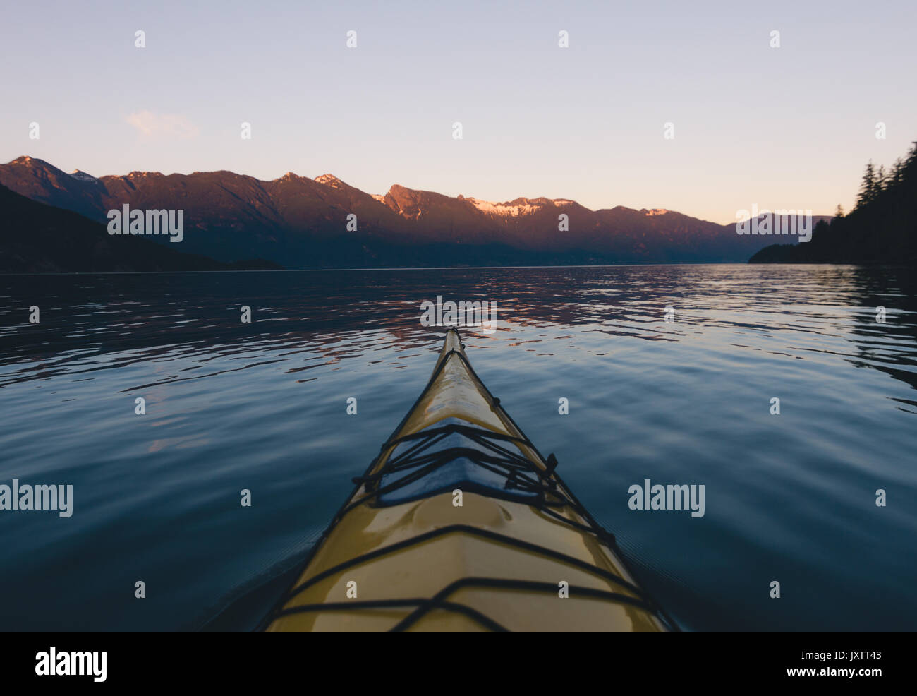 Empty lake or sea with kayaker from first person view Stock Photo - Alamy