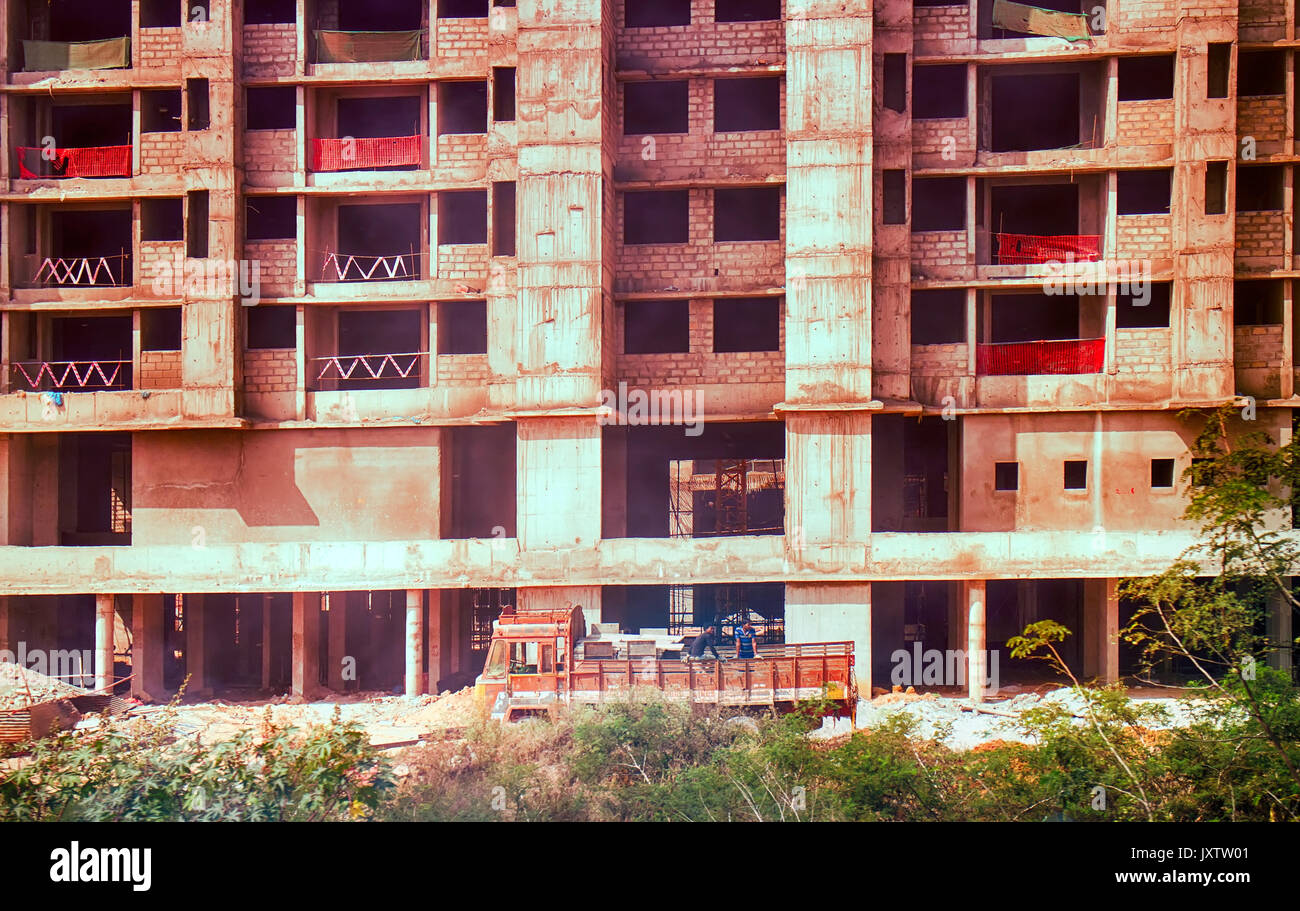 building a house in Asia. construction site in a tropical region Stock ...