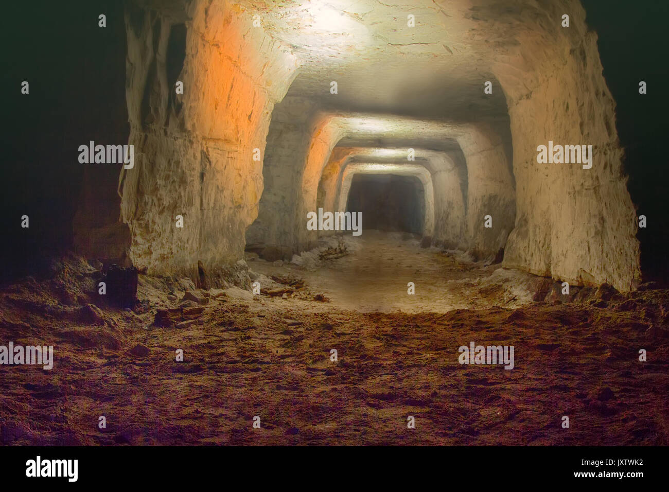 dark cave walk under ground in tunnel Stock Photo - Alamy