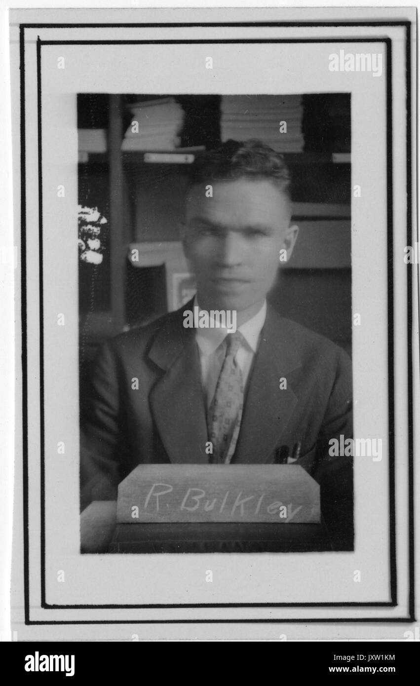 Ronald Bulkley, Portrait photograph, Chest up, c 20 years of age, 1927 ...