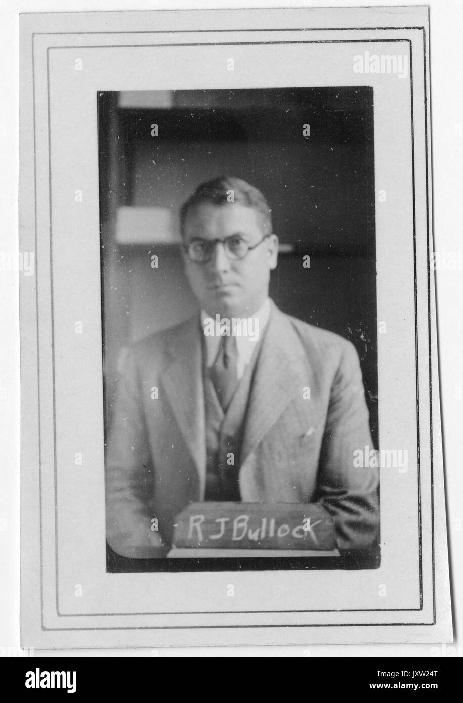 Roy Johnson Bullock, Portrait photograph, Chest up, Full face, c 30 ...