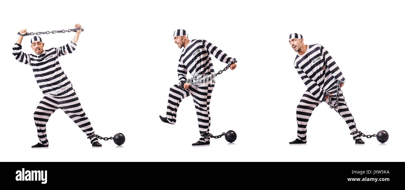 Convict criminal in striped uniform Stock Photo - Alamy