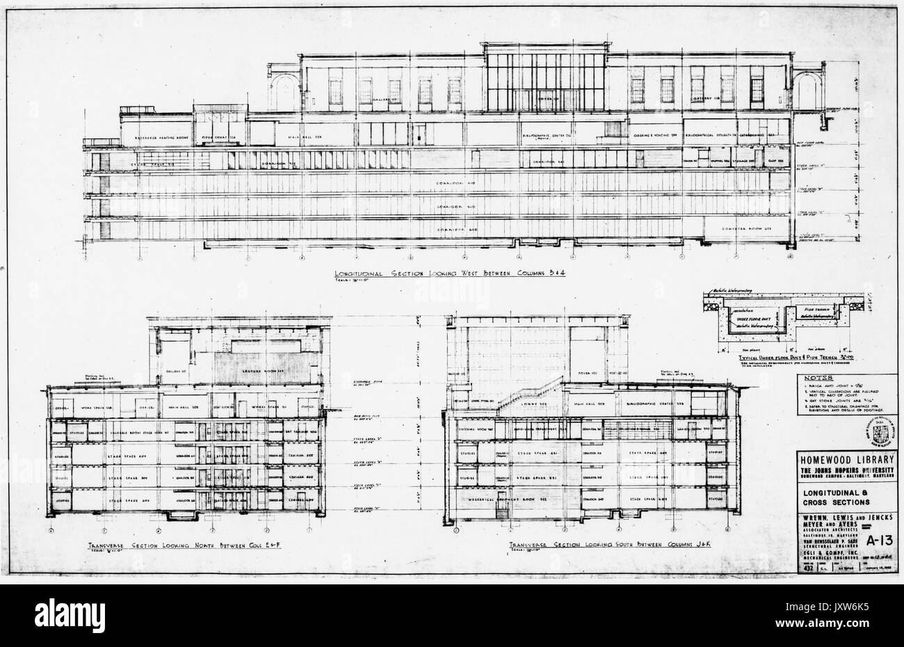 MSE Library Photograph of architectural drawing, Longitudinal and corss ...