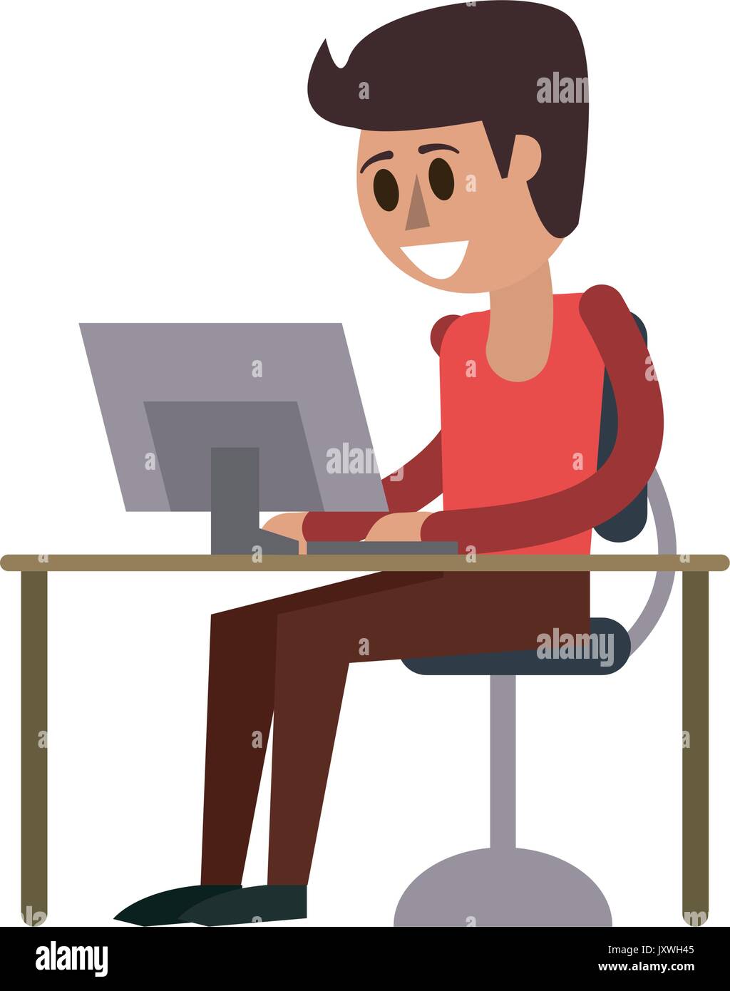 happy man using laptop icon image Stock Vector Image & Art - Alamy