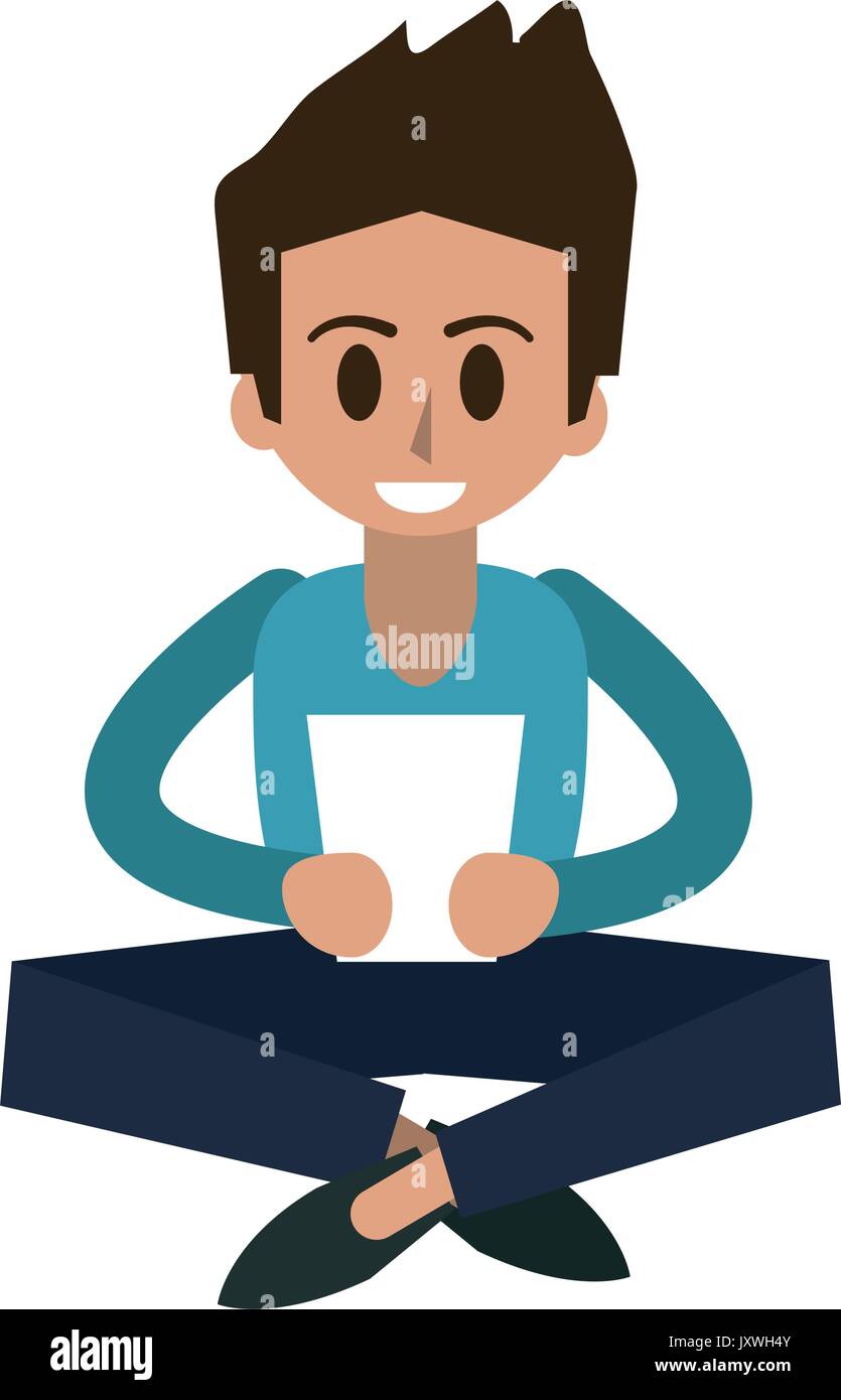 happy man using tablet icon image Stock Vector Image & Art - Alamy