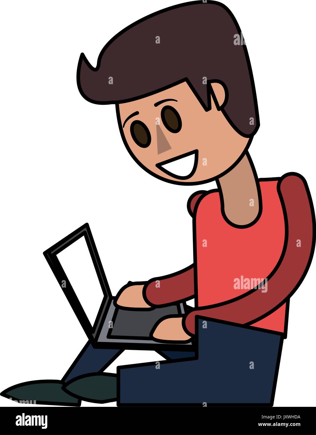 happy man using laptop icon image Stock Vector Image & Art - Alamy