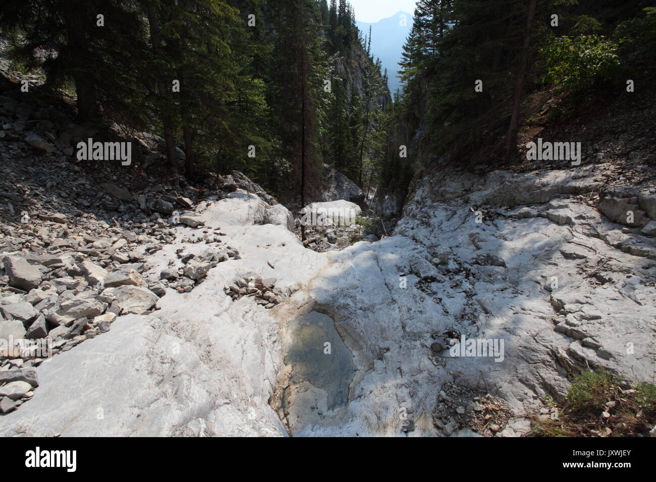 Hiking the second canyon on Grotto Mountain Stock Photo - Alamy