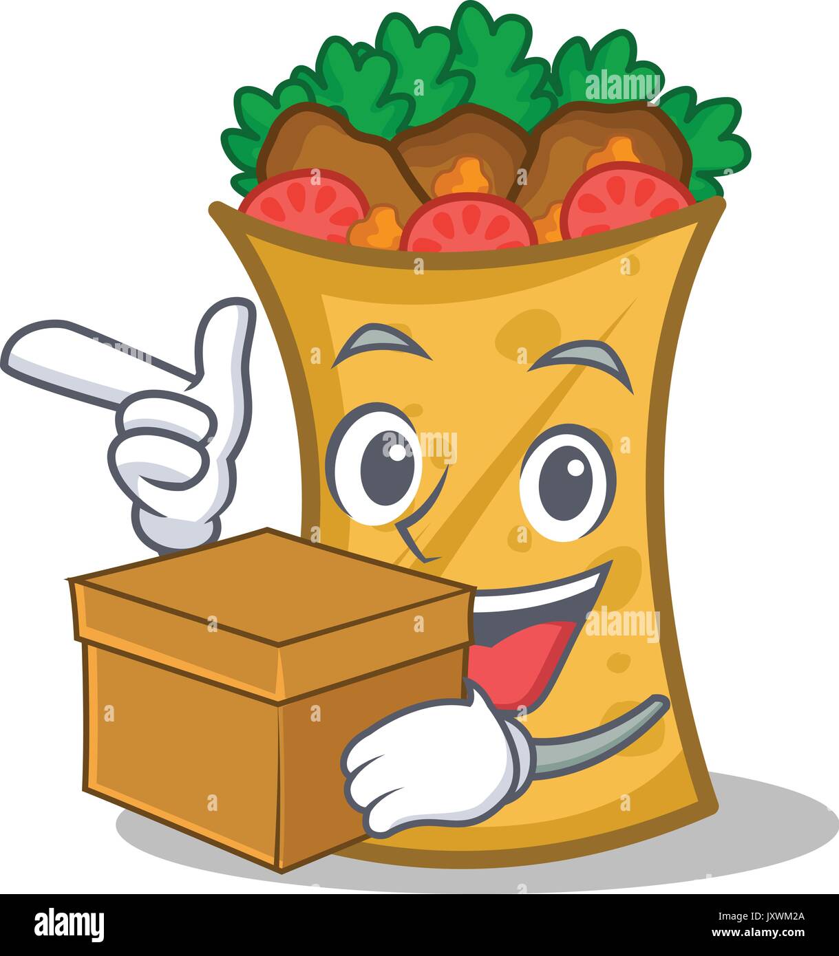 kebab wrap character cartoon with box Stock Vector Image & Art - Alamy