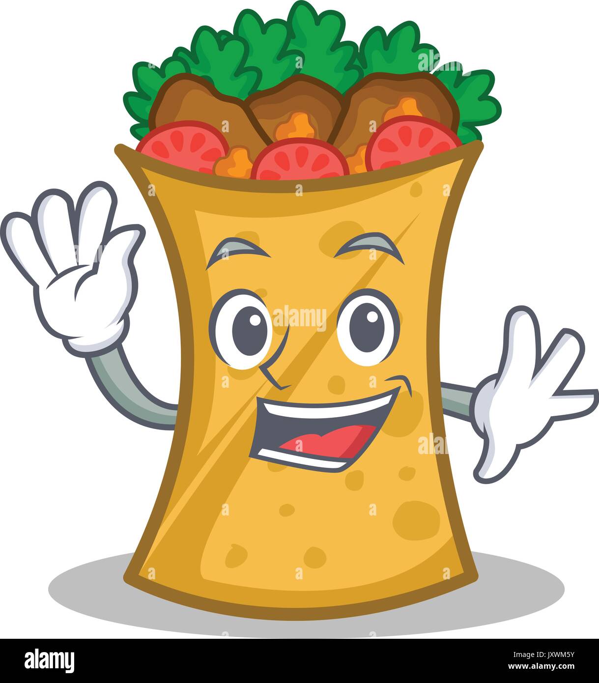 Waving kebab wrap character cartoon Stock Vector Image & Art - Alamy