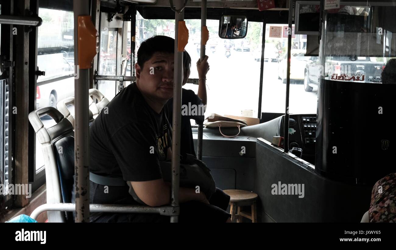 Inside of Government Bus #1 Chinatown Tha Thian Pier to Charoen Krung ...