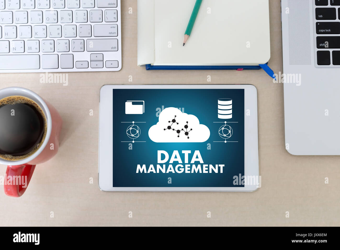 DATA MANAGEMENT File Database Cloud Network technology concept Stock Photo - Alamy