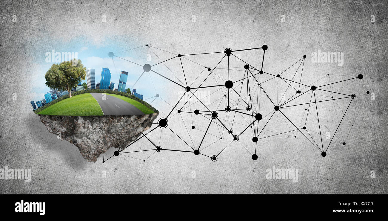 Concept of modern networking technologies and eco green construction ...