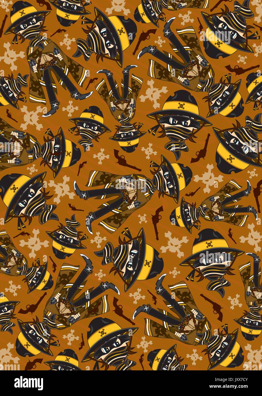 Cute Cartoon Wild West Cowboy Sheriff Pattern Stock Vector Image & Art ...