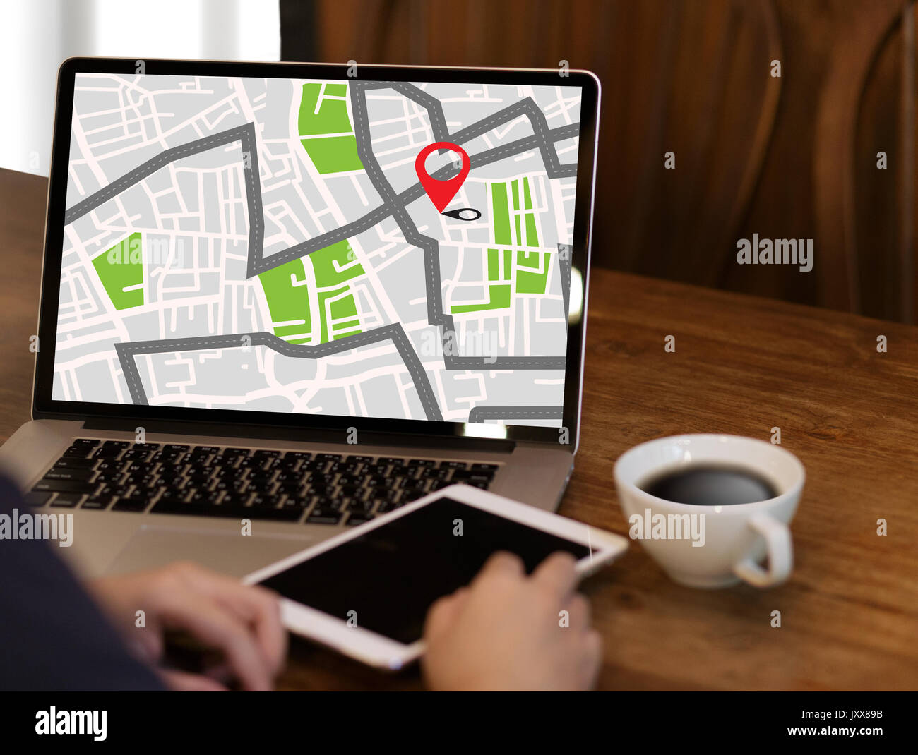 GPS Map to Route Destination network connection Location Street Map ...