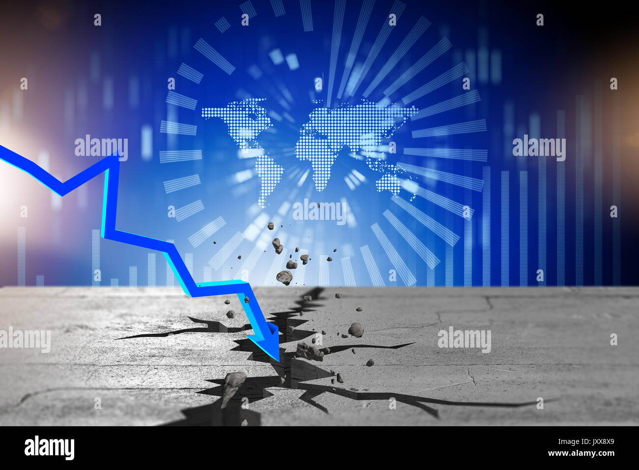 Chart showing financial crisis - 3d rendering Stock Photo - Alamy