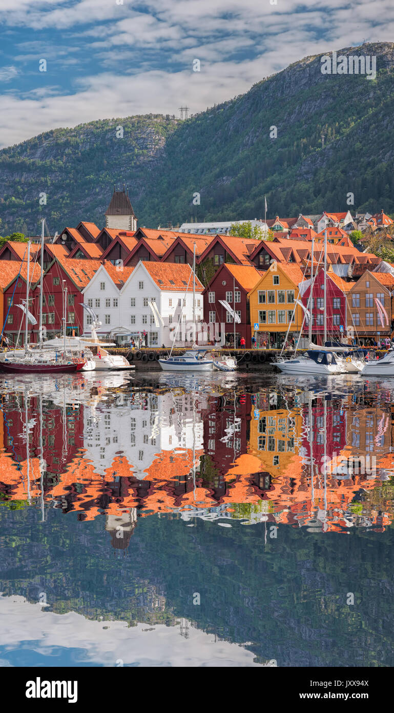 Famous Bryggen street in Bergen, UNESCO World Heritage Site, Norway ...