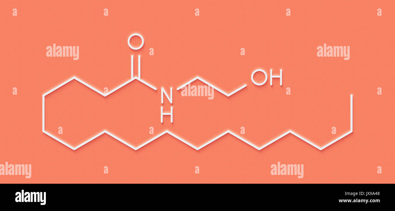 Palmitoylethanolamide (PEA) drug molecule. Skeletal formula Stock Photo ...