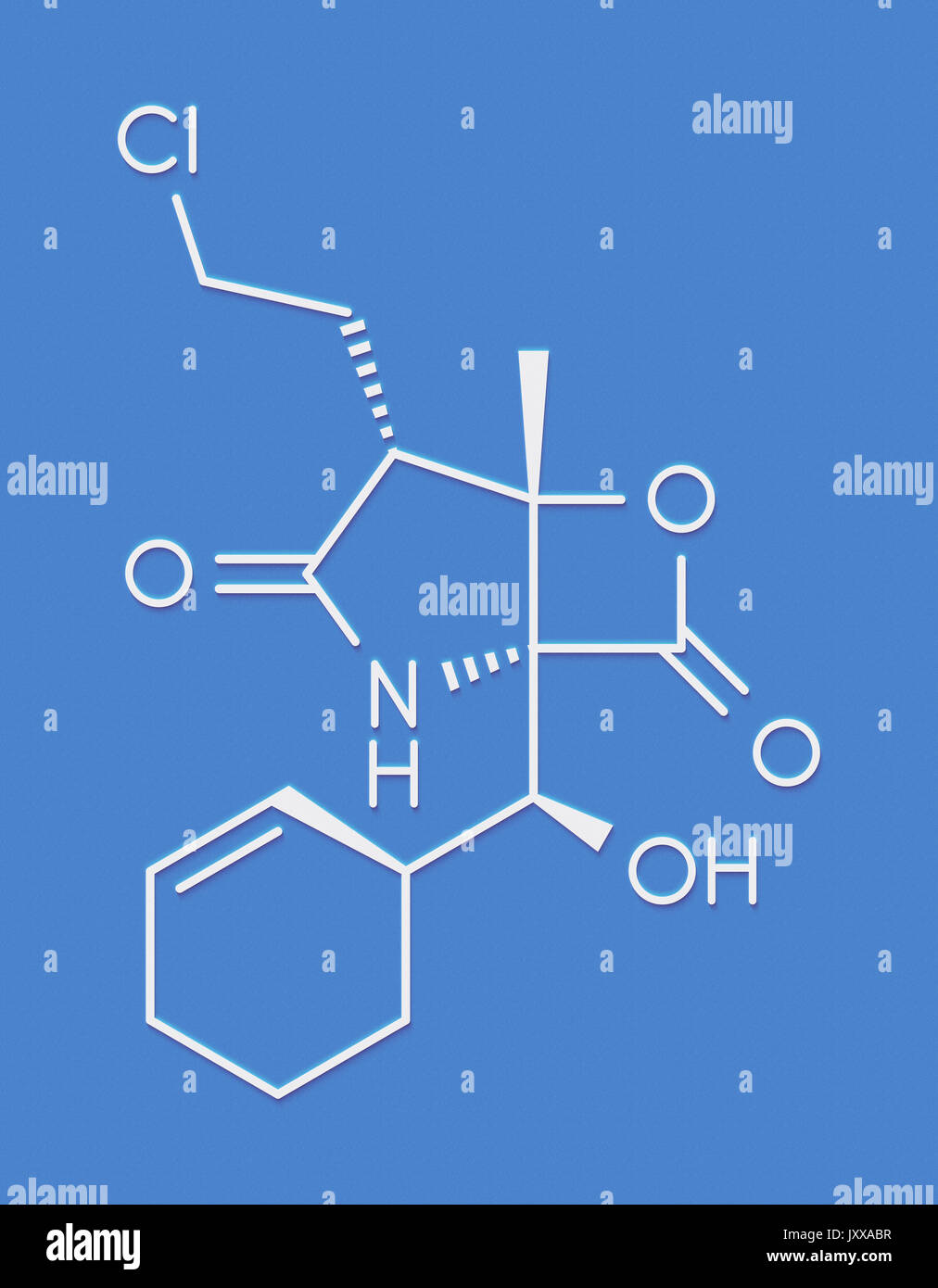 Marizomib (salinosporamide A) cancer drug molecule (proteasome ...