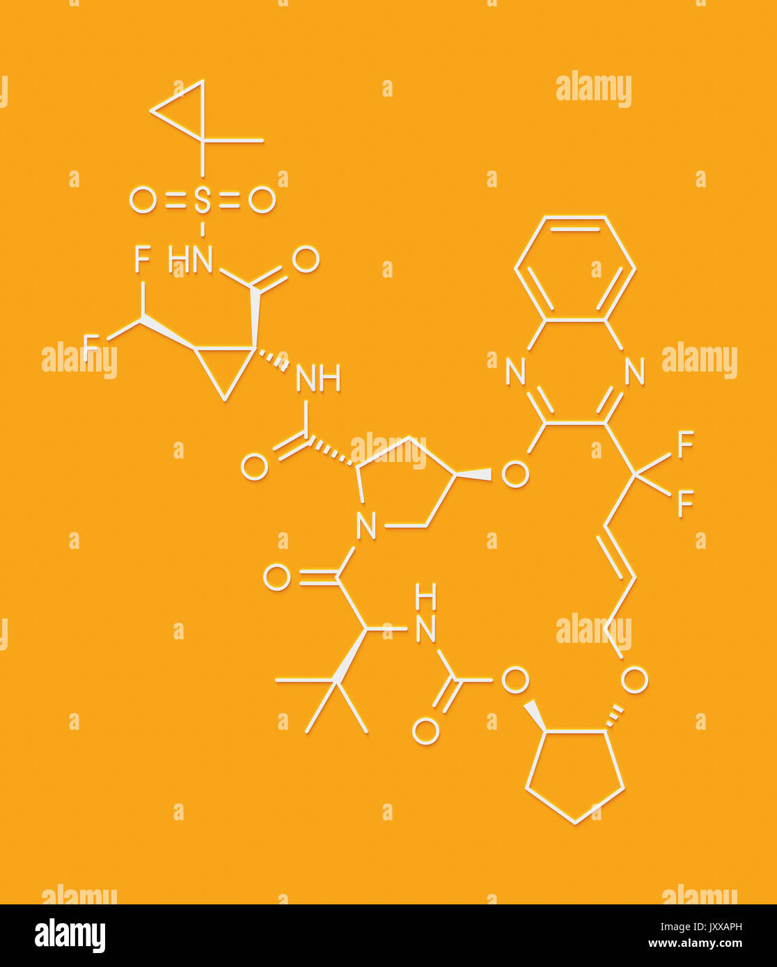 Glecaprevir hepatitis C virus drug molecule. Skeletal formula Stock ...
