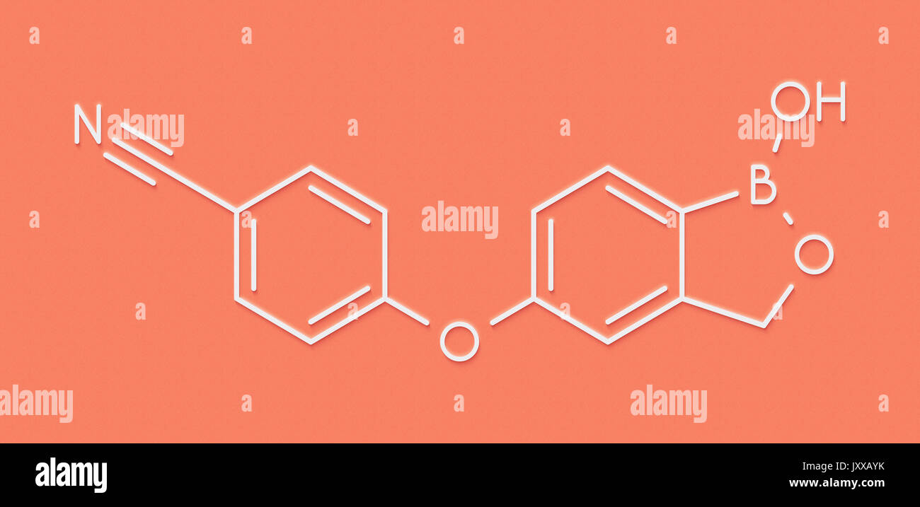 Crisaborole eczema drug molecule (Phosophodiesterase-4 inhibitor ...