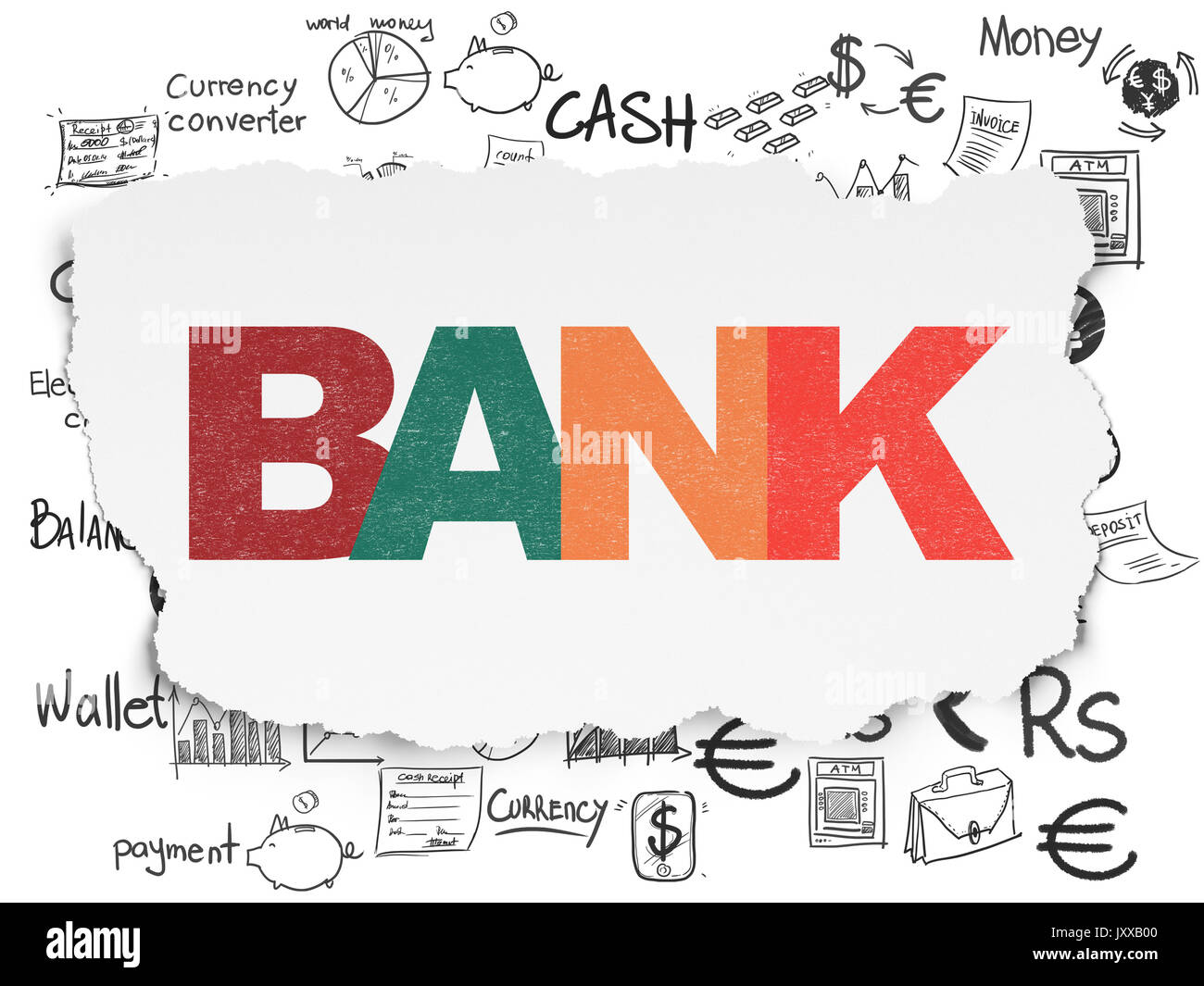 Banking concept: Bank on Torn Paper background Stock Photo - Alamy