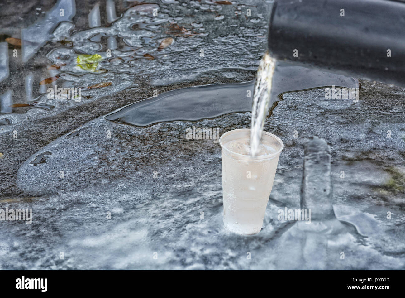 Fresh mineral water from a fresh water source. Small natural spring ...
