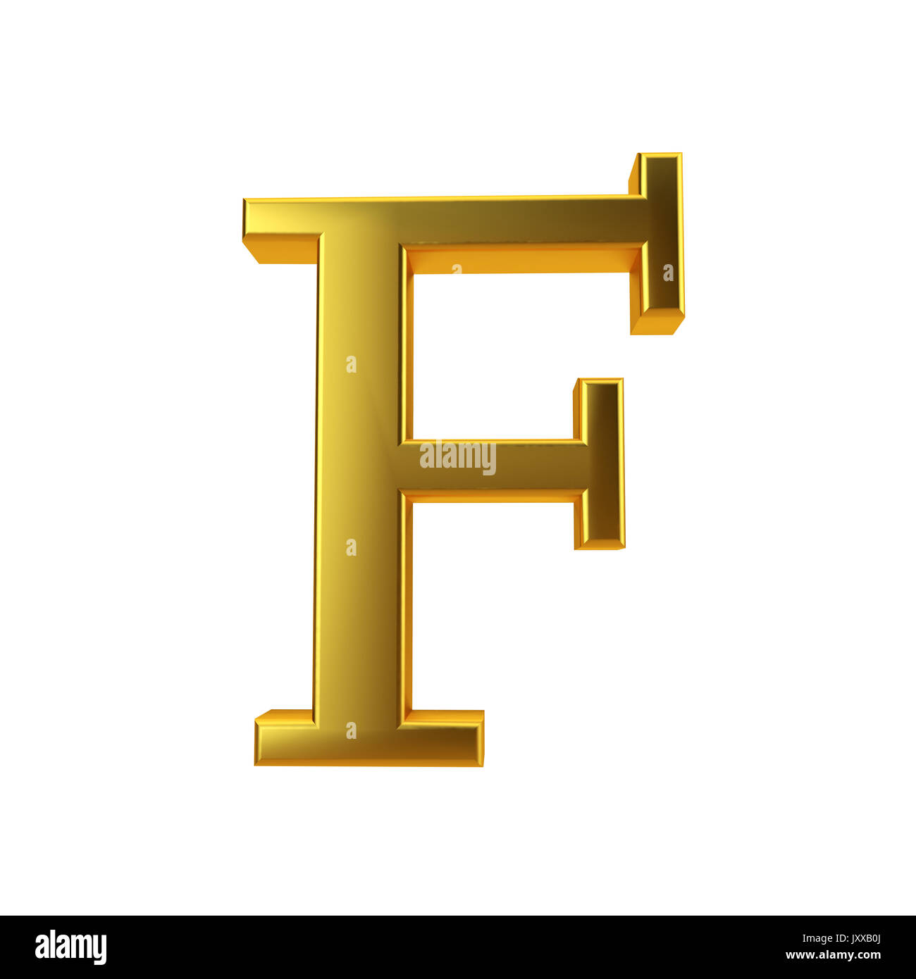Shiny gold letter F on a plain white background. 3D Rendering Stock ...