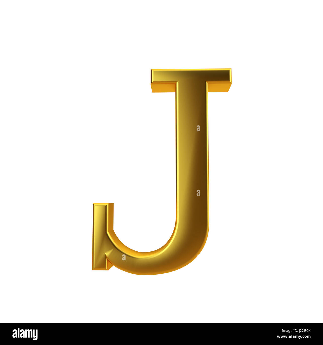 Shiny gold letter J on a plain white background. 3D Rendering Stock ...