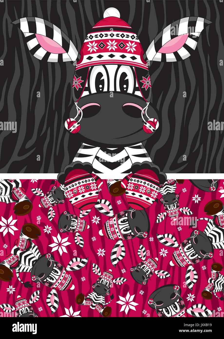 Cute Cartoon Zebra in Wooly Hat Vector Illustration Stock Vector Image ...