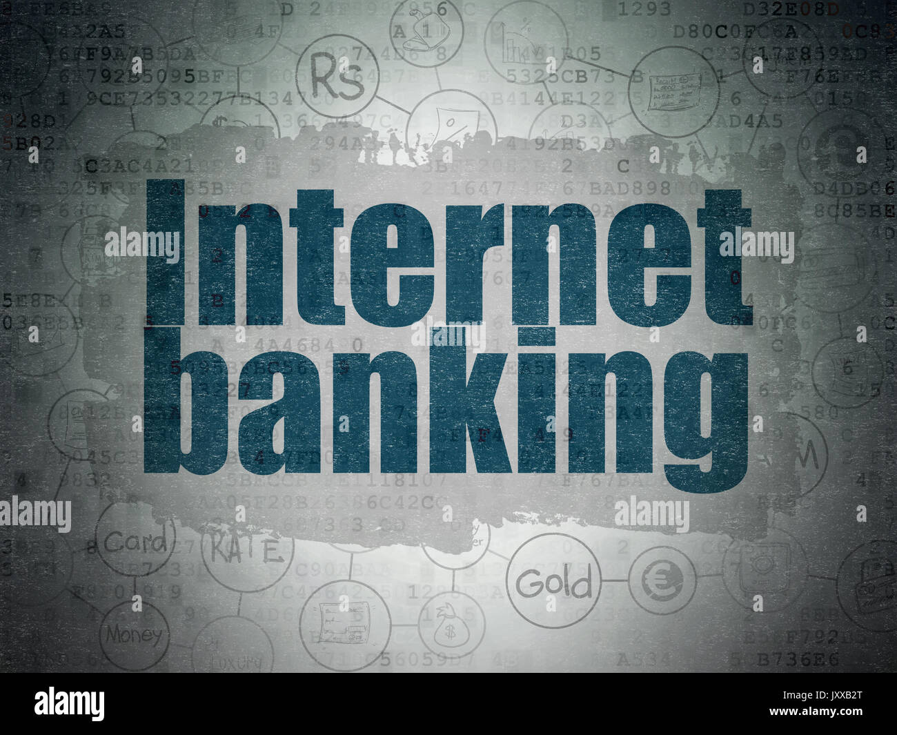 Currency concept: Internet Banking on Digital Data Paper background ...