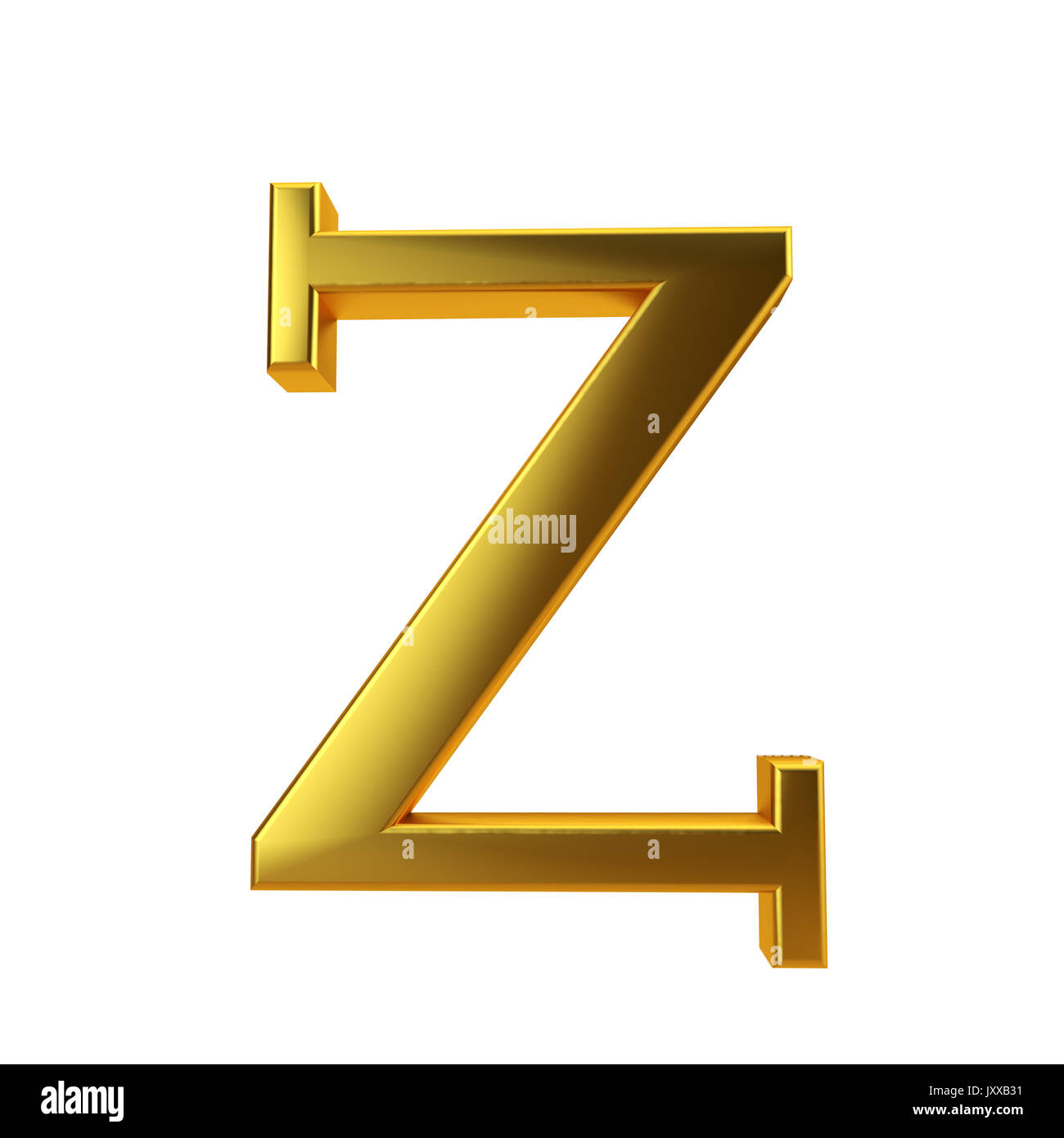 Shiny gold letter Z on a plain white background. 3D Rendering Stock ...