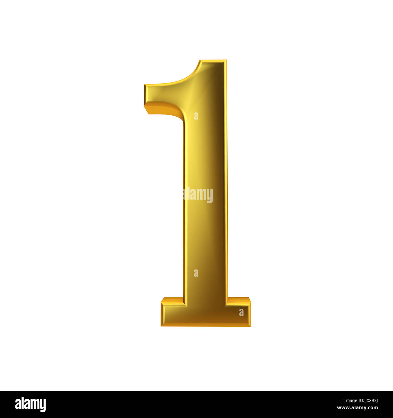 Shiny gold number 1 on a plain white background. 3D Rendering Stock Photo - Alamy
