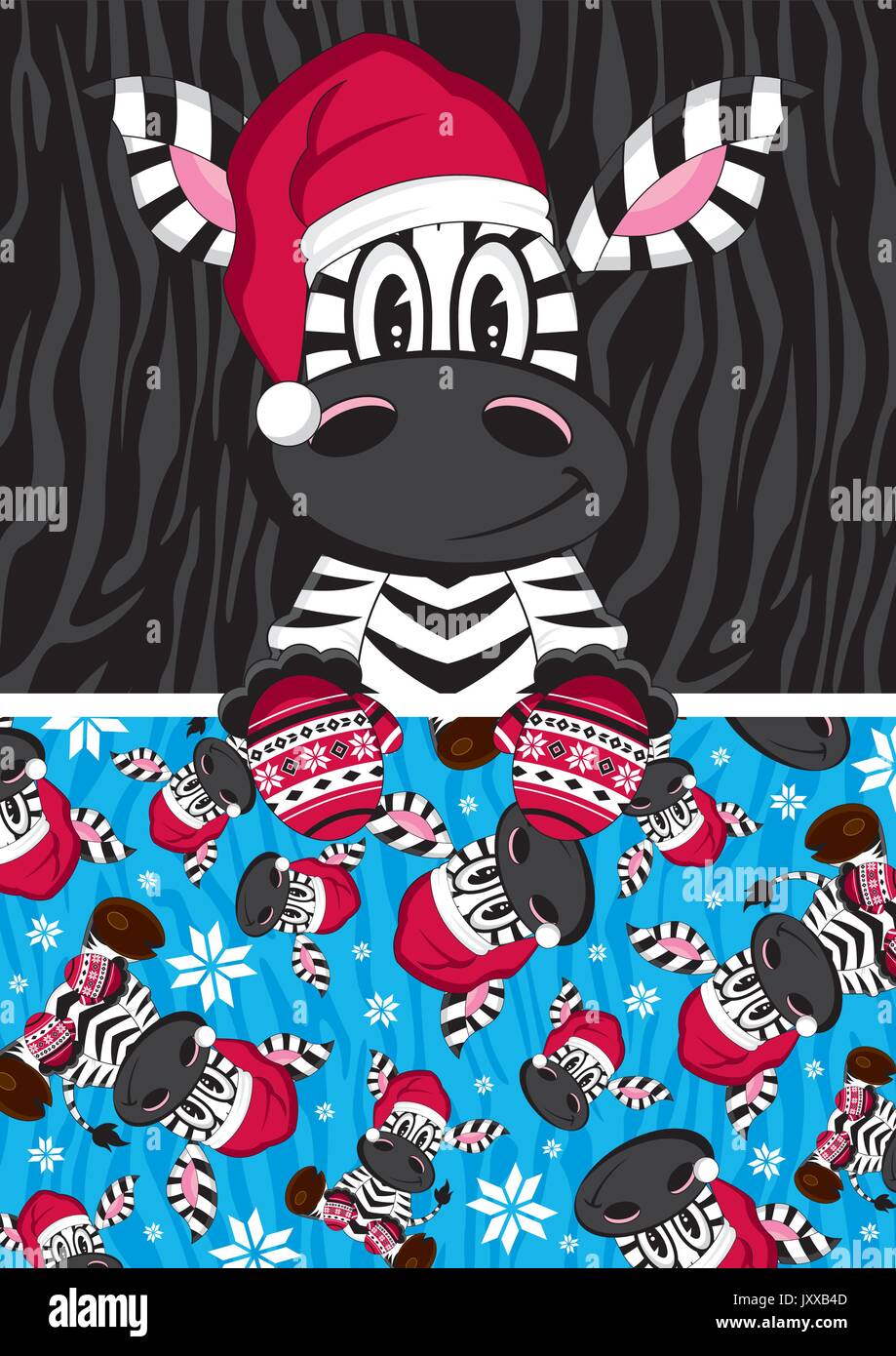 Cute Cartoon Zebra in Santa Claus Hat Vector Illustration Stock Vector ...
