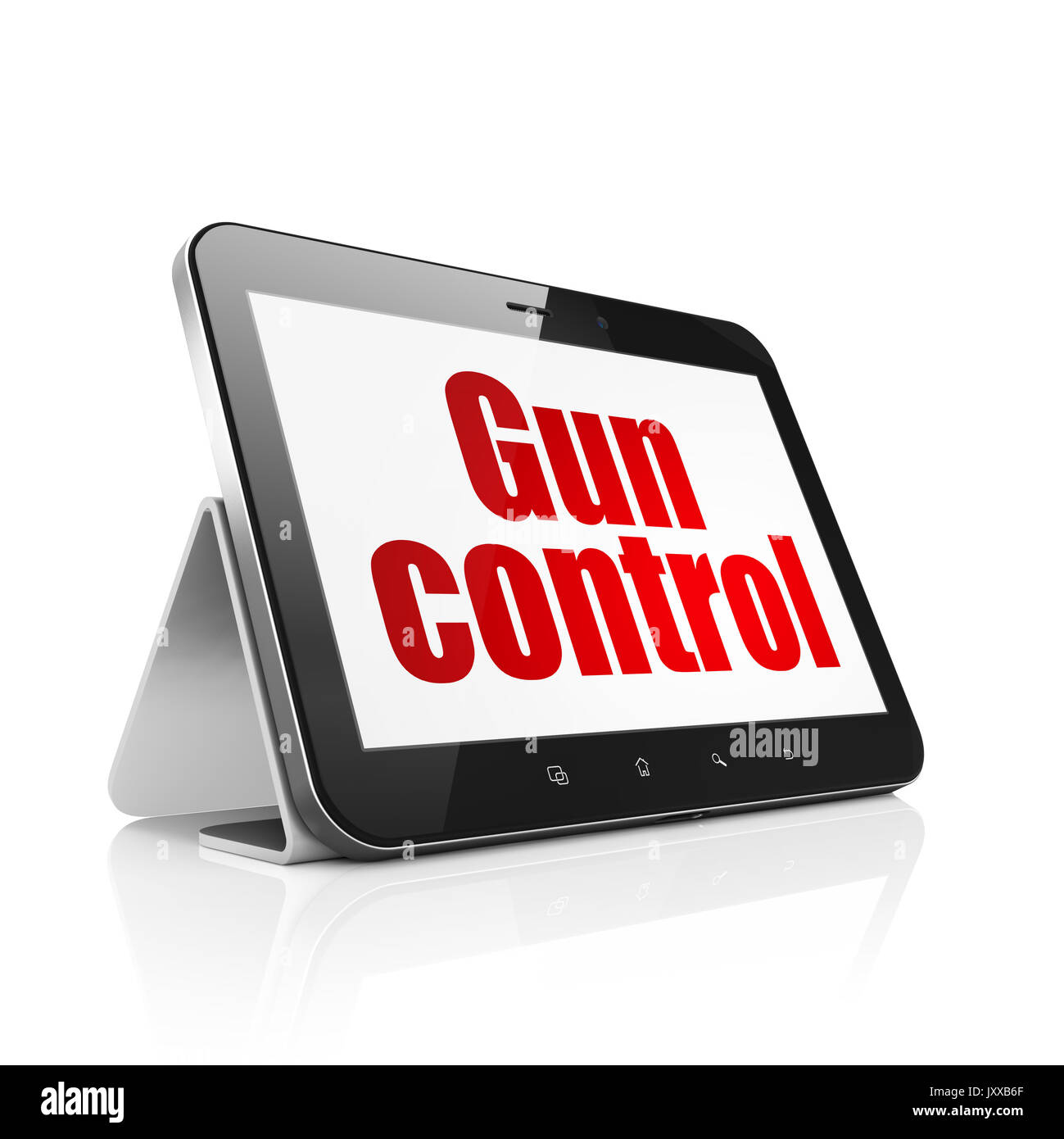 Protection concept: Tablet Computer with Gun Control on display Stock ...